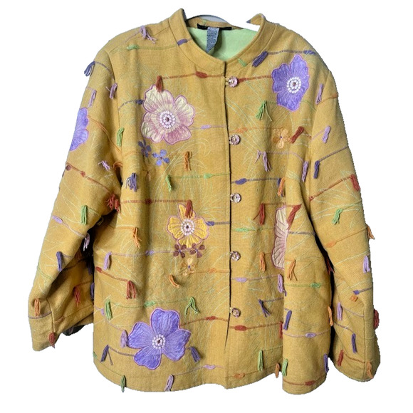 indigo moon | Jackets & Coats | Vintage Indigo Moon Floral Applique ...